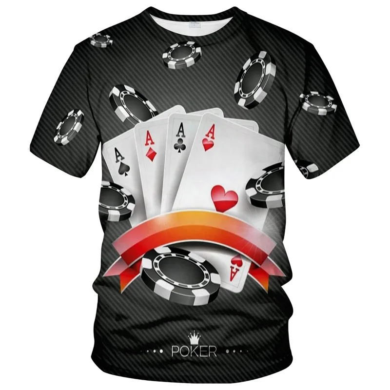 Men's Novelty Funny T-Shirt 3D Print Poker Cards Graphic T Shirts For ...