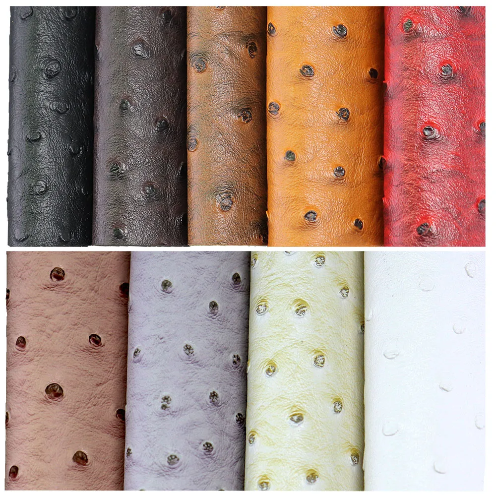 Solid Ostrich Embossed Textured Faux PU Leather Fabric For Making Bag ...