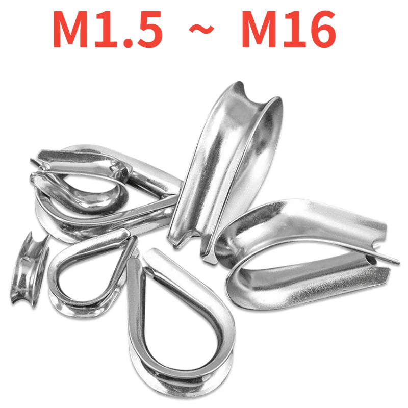 1-2-5-10pcs-M1-5-M16-304-Stainless-Steel-Thimbles-Ring-Clamp-Cable-Wire ...