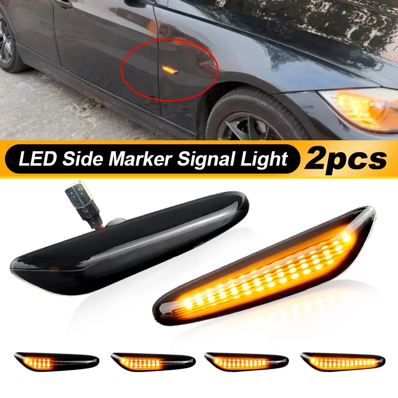2xSequential-Flashing-LED-Turn-Signal-Side-Marker-Light-For-BMW-E60-E61 ...