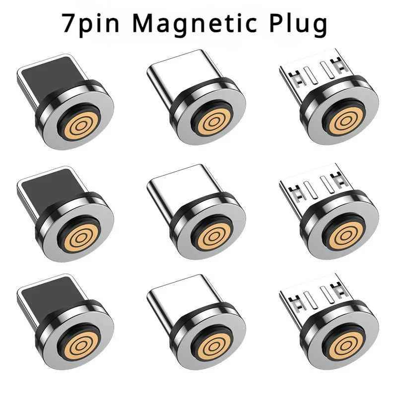 5PCS 7PIN Magnetic Cable Plug Round Fast Charging Adapter Tips for ...
