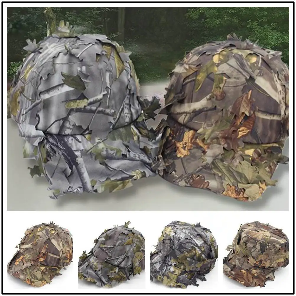 Camouflage Outdoor Tactical Military Cap with 3D Bionic Leaf Army Camo ...