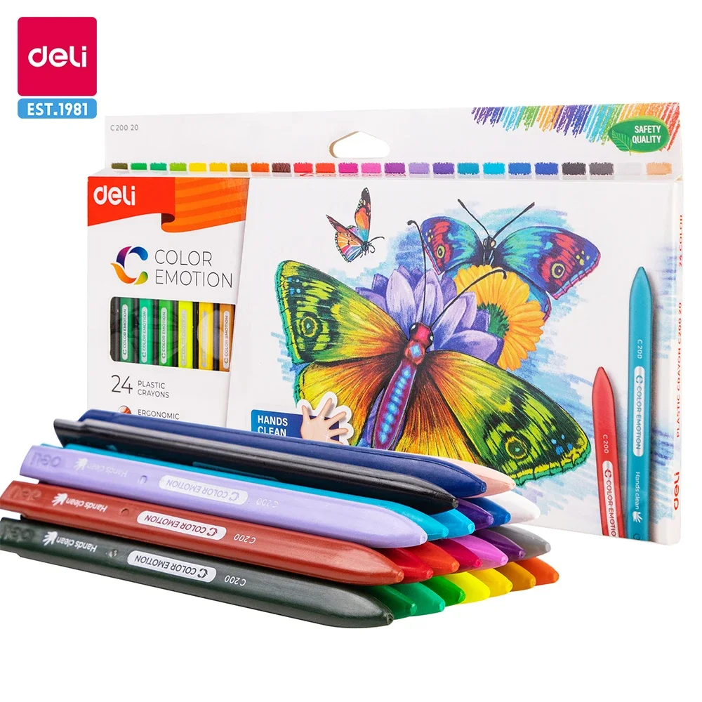 Deli-12-24-Colors-Plastic-Crayon-Washable-Non-toxic-Coloring-Pencil ...