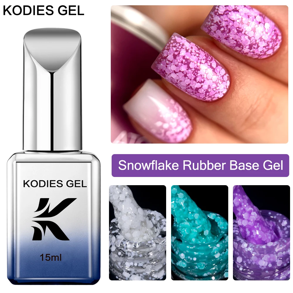 1 PCS Snowflakes Rubber Base Gel Nail Polish Winter Semi Permanent ...