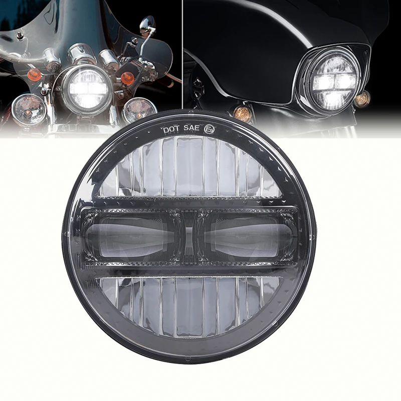 5-75-Inch-Round-LED-Headlight-with-Halo-Ring-White-DRL-Black-Chrome-For ...