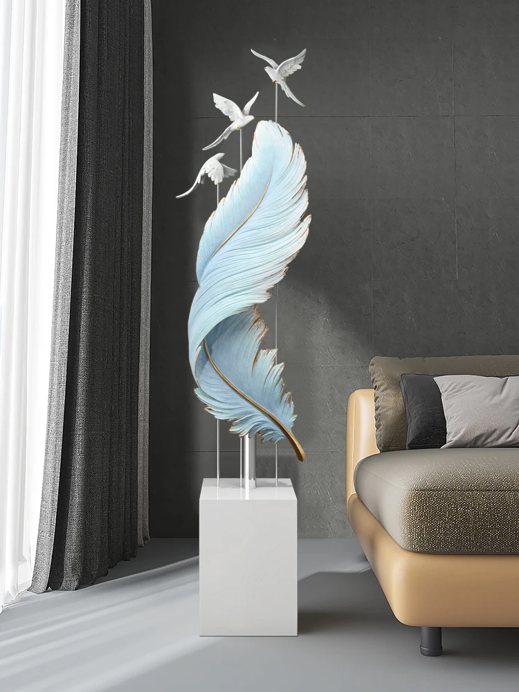 150CM Feather Resin Sculpture Large Floor Ornaments Home Decor Statue ...