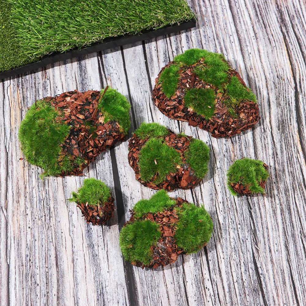 6pcs-Green-Moss-Stone-Artificial-Grass-Wood-Fake-Rock-Blocks-Simulation ...