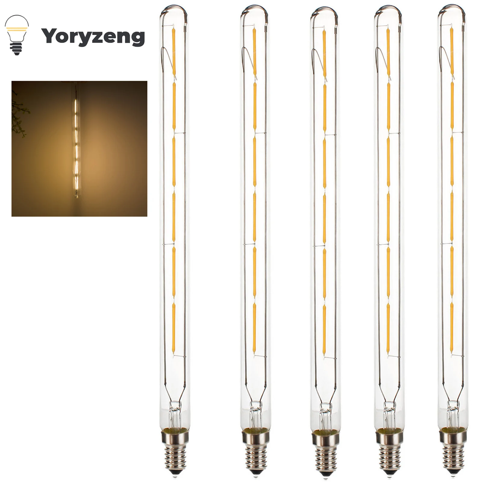 5PCS 3W 4W 6W T20 E14 LED Tube Light Bulb Vintage Retro Filament COB ...
