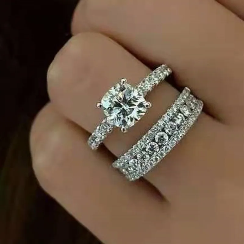 Wedding Engagement Ring Set | Engagement Ring Sets Women | Wedding ...