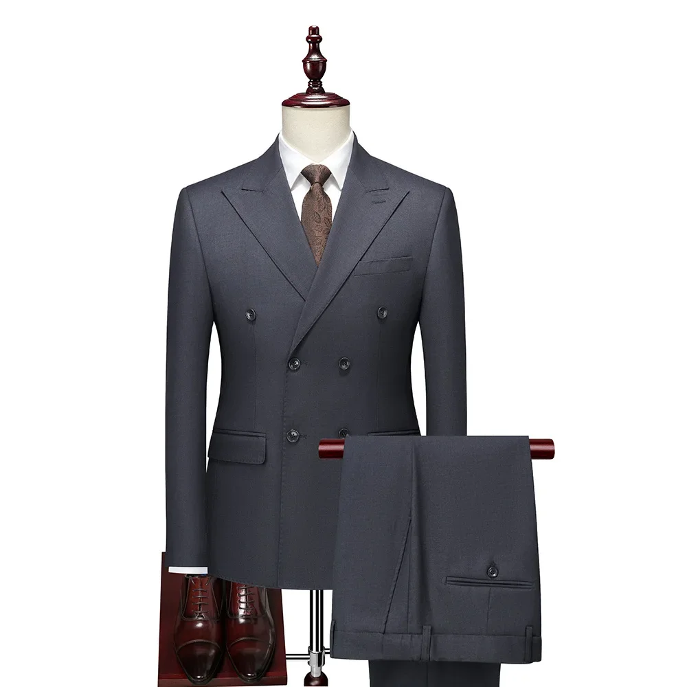 New-Boutique-Suit-Double-Breasted-Striped-Gentleman-Suit-High-End ...