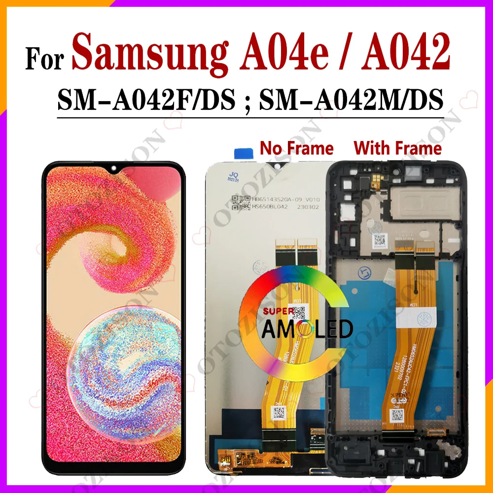 6.5" For Samsung Galaxy A04e LCD Display A042 LCD With Frame SM-A042F ...