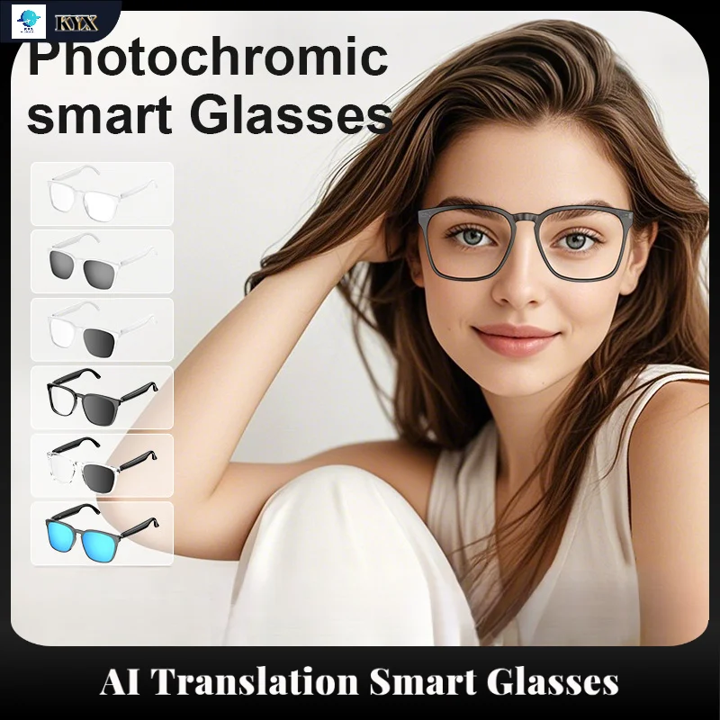 AI Translated Smart Glasses Photochromic Lenses Bluetooth Music ...