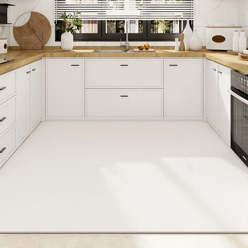 White Kitchen Mat Pvc Waterproof Floor Mats Solid Color Carpet Big Size ...