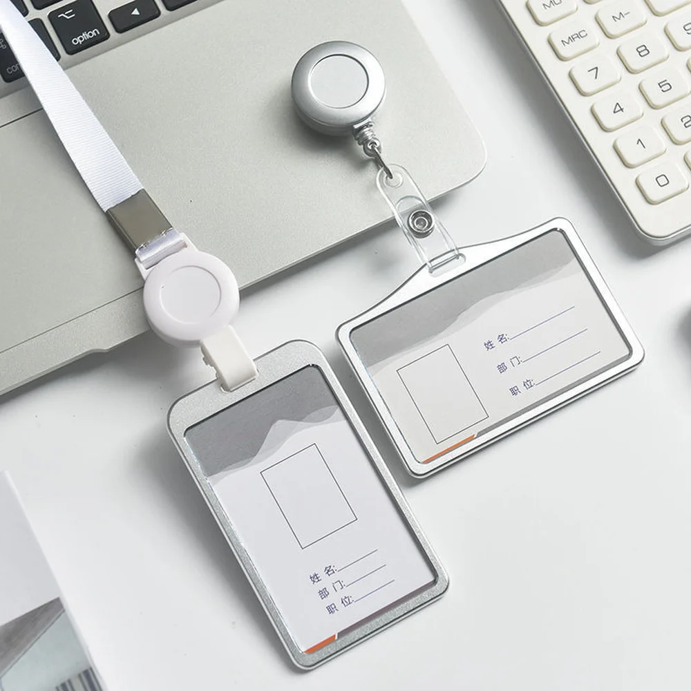 Aluminum-Alloy-Staff-Work-Card-Cover-Case-ID-Tag-Sleeve-with-Lanyard ...