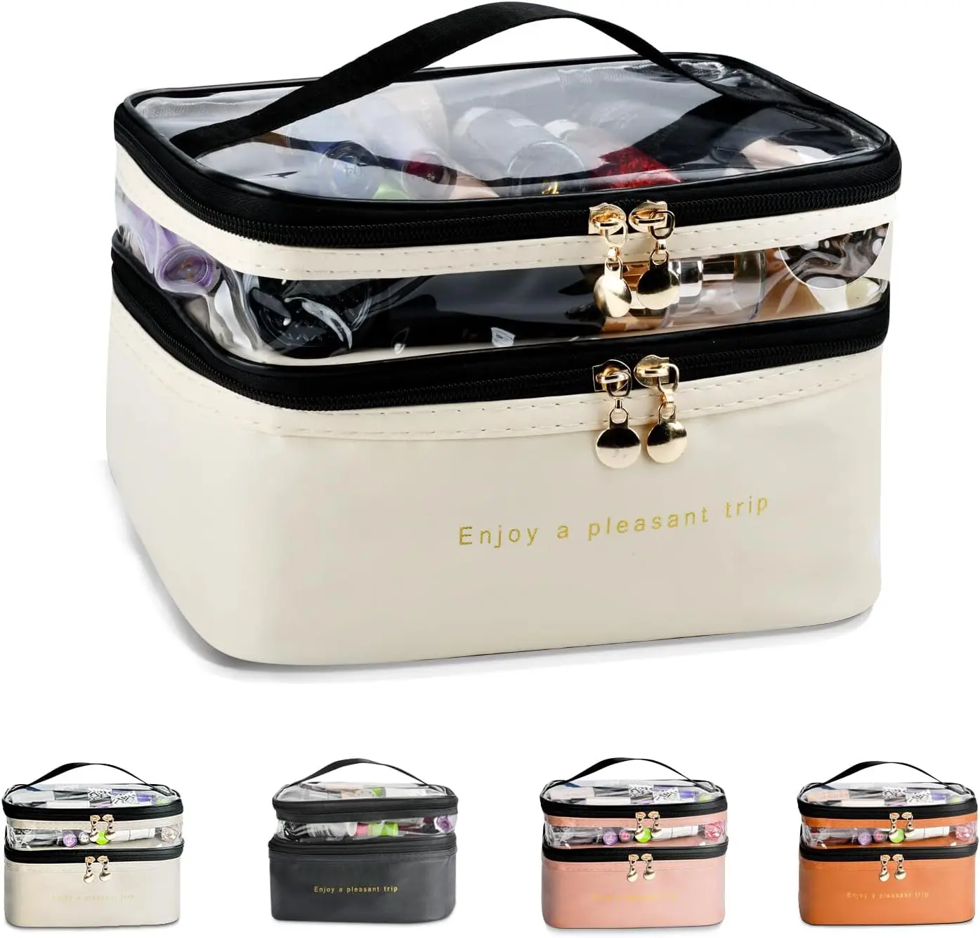 Waterproof-Women-makeup-bag-Double-layer-transparent-cosmetic-bag ...