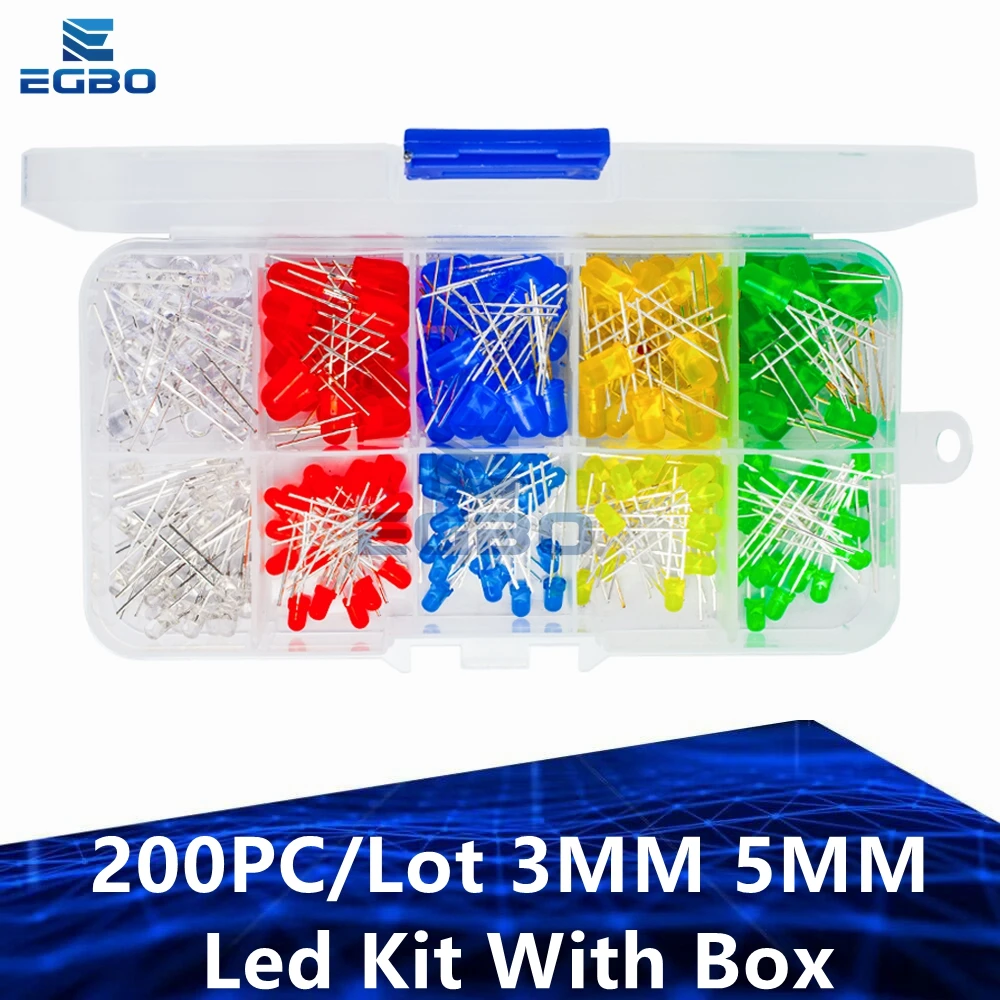 200PC-Lot-3MM-5MM-Led-Kit-With-Box-Mixed-Color-Red-Green-Yellow-Blue ...