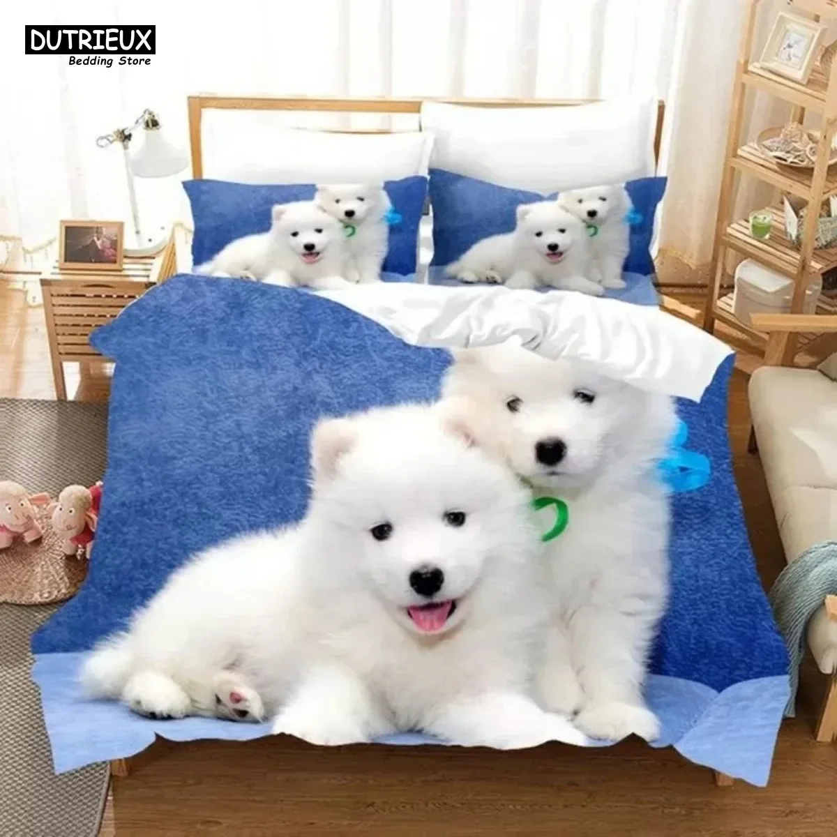 Smiling-Angel-Samoyed-Bedding-Sets-Cute-Dogs-Puppy-Bed-Linen-Single ...