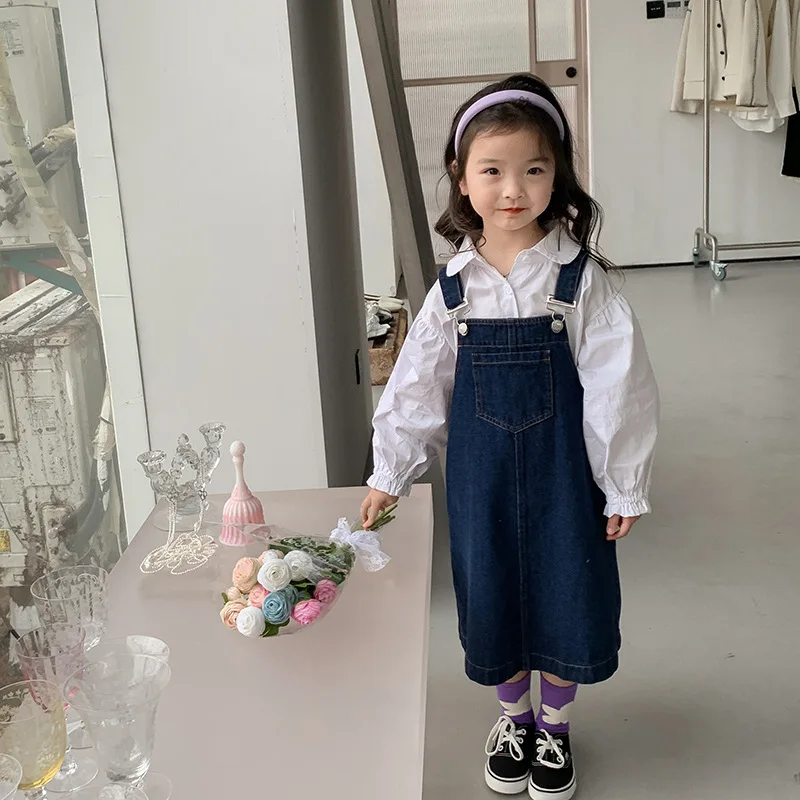 Spring-Girls-casual-denim-overalls-dress-Kids-cotton-loose-suspender ...
