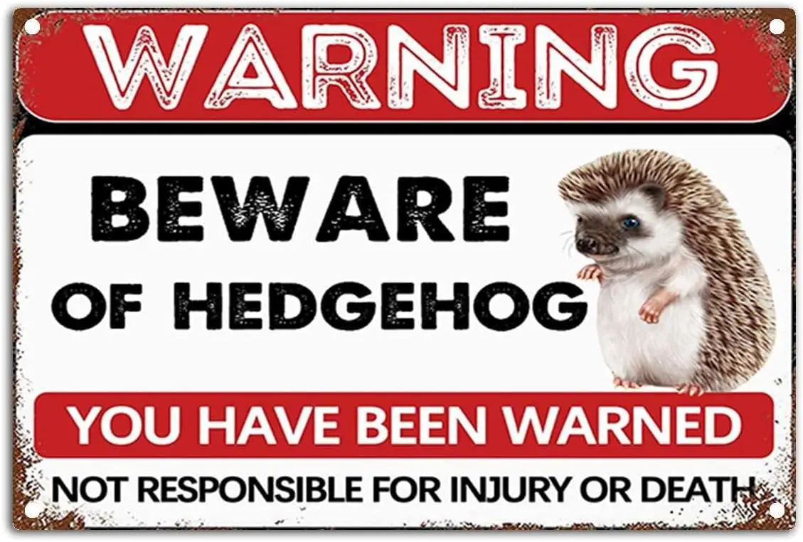 Retro-Warning-Animal-Sign-Beware-of-Hedgehog-Tin-Sign-Vintage-Metal ...