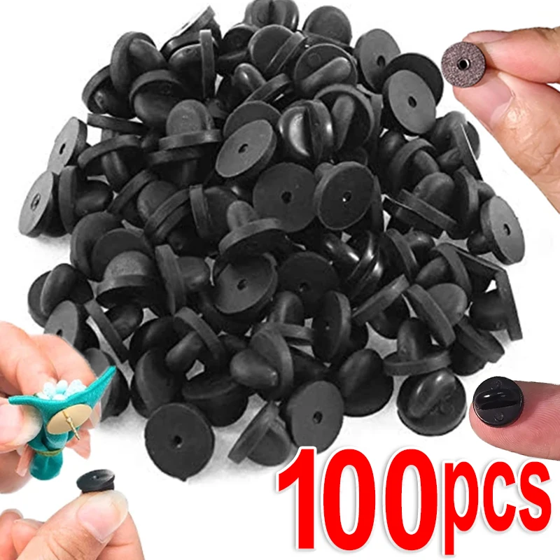 50-100pcs-Black-PVC-Rubber-Pin-Back-Butterfly-Clutch-Tie-Tack-Lapel ...