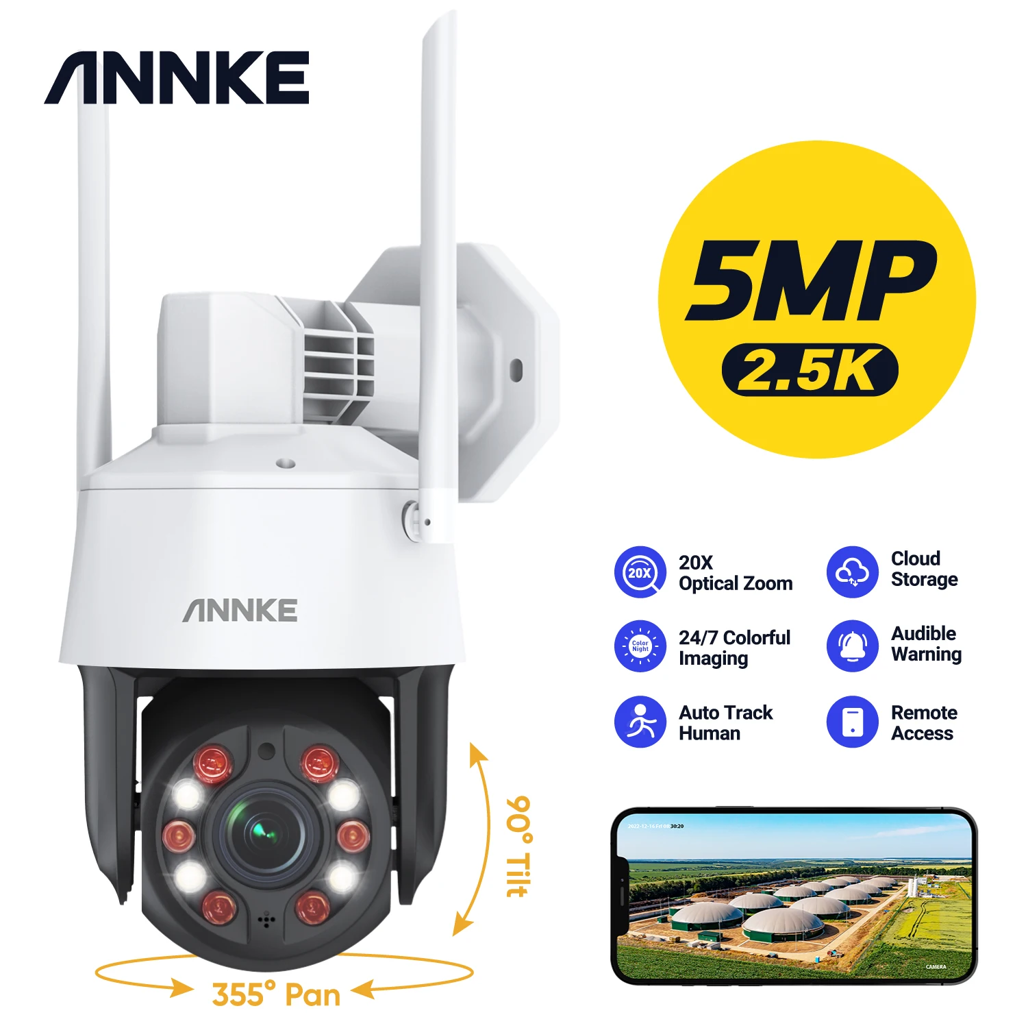 Annke 5mp 20x Optical Zoom Poe Ptz Wifi Security Camera, Ai Human ...