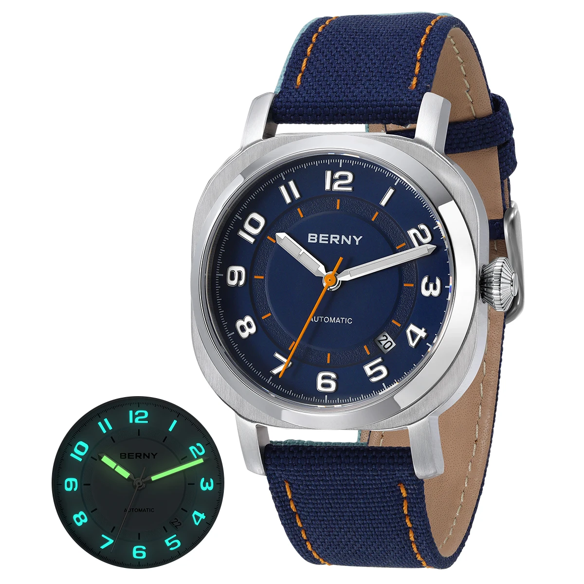 BERNY-Mechanical-Watch-for-Men-Pillow-38mm-Case-Cushion-Sapphire-Super ...
