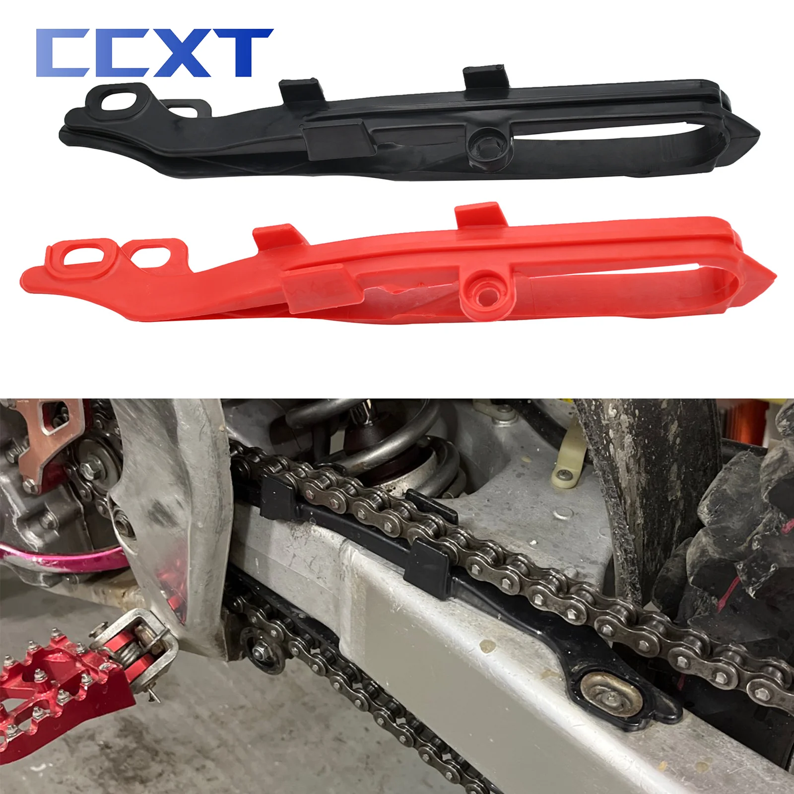 Motorcycle-Red-and-Black-Rubber-Swingarm-Chain-Slider-Guide-Guard-For ...