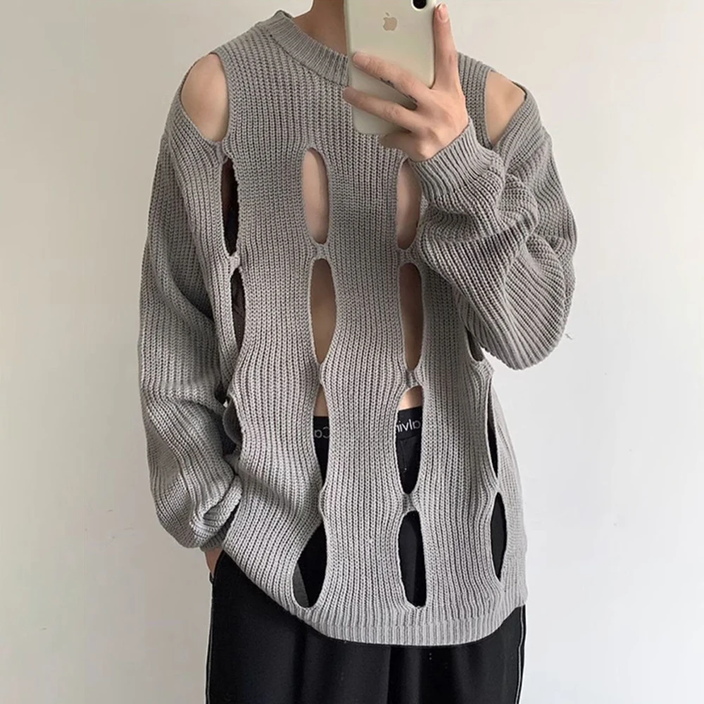 Mens-Autumn-Japanese-Lazy-Style-Hollow-Hole-Knitted-Sweater-2024-New-Essential-Youth-Trend-Sexy ...