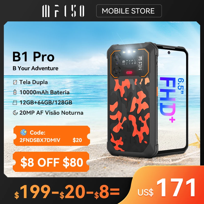 IIIF150 B1 Pro Rugged Smartphone 6.5" FHD+ Display 10000 mAh Android 12 ...