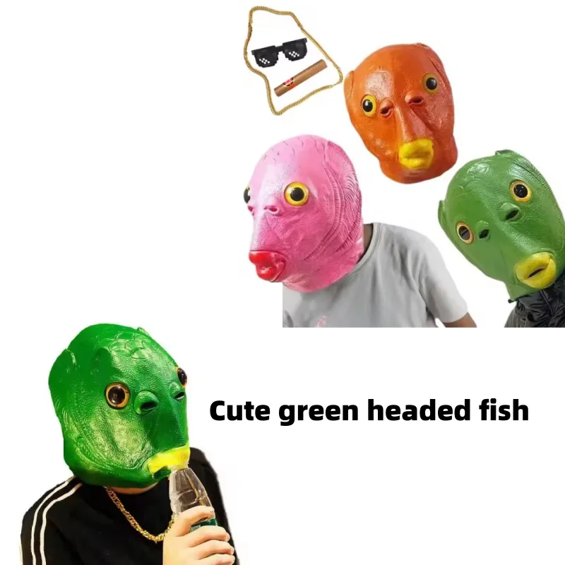 Funny Cosplay Mask Adult Party Fish Head Mask Headdress for Makeup ...
