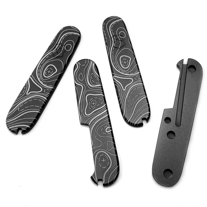 Contour Plane Pattern CNC Knife Titanium Handle Patches Scales For 91MM ...