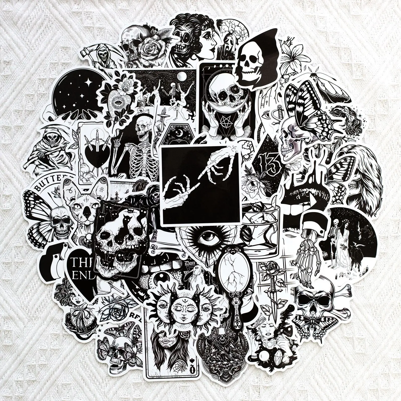 Gothic Stickers, 50 Pcs skull Vinyl Sticker Pack, Waterproof Skeleton ...