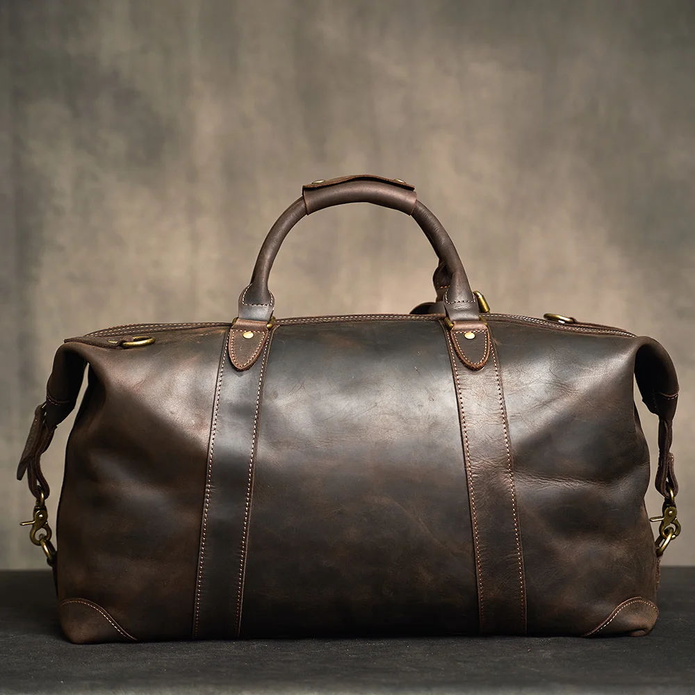 Travelling Handbags For Men Male Genuine Leather Duffle Bag Weekender ...