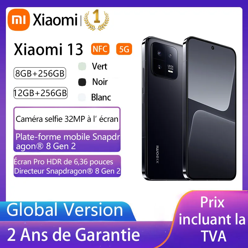 Xiaomi 13 5G, smartphone, NFC, main camera Leica 50MP, Snapdragon®8, AMOLED screen 120Hz, Full ...