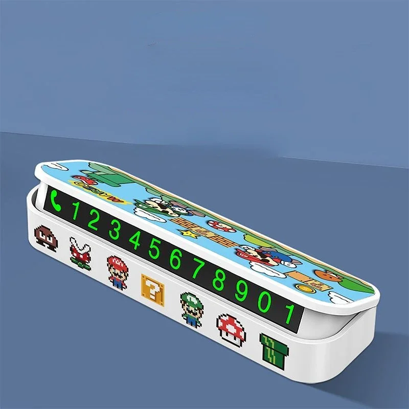 Super Mario Bros Temporary Parking Card Adjustable Phone Number Plates ...