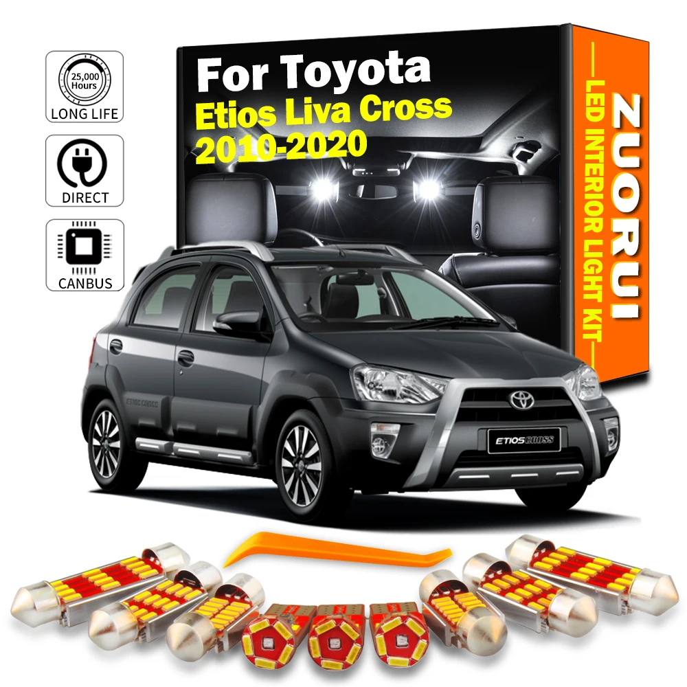 ZUORUI 8Pcs LED Dome de Leitura Kit Lâmpada Luz Para Toyota Etios Liva ...
