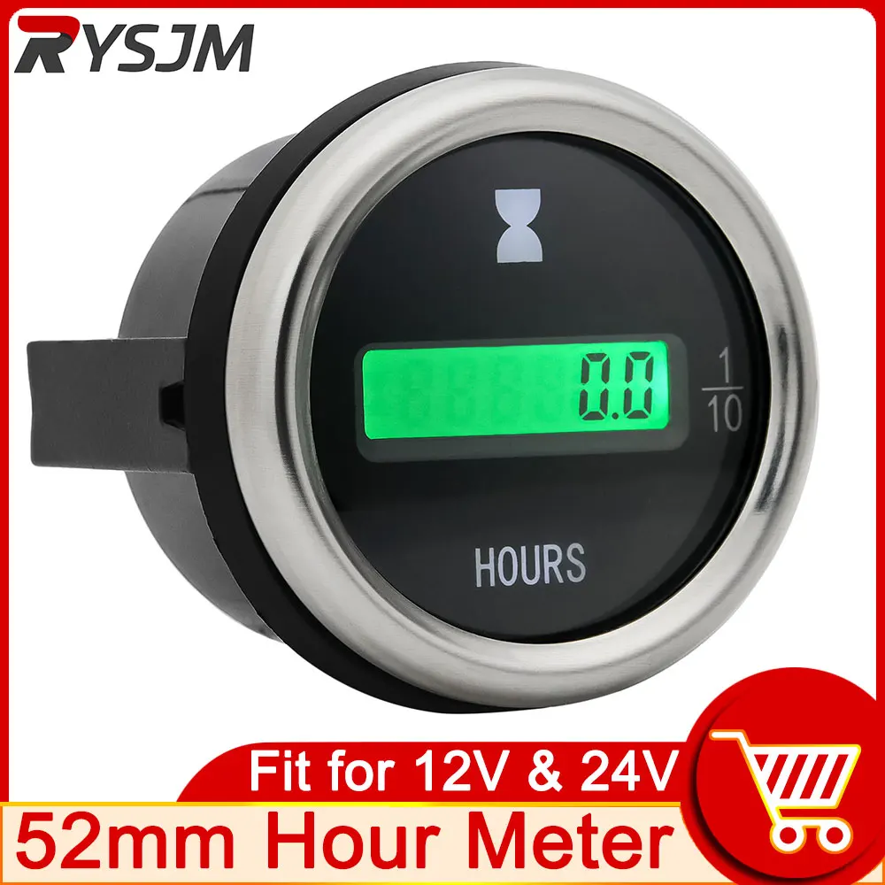 HD NEW 52mm Clock Digital Hour Meter Hourmeters Clock Gauge for ...