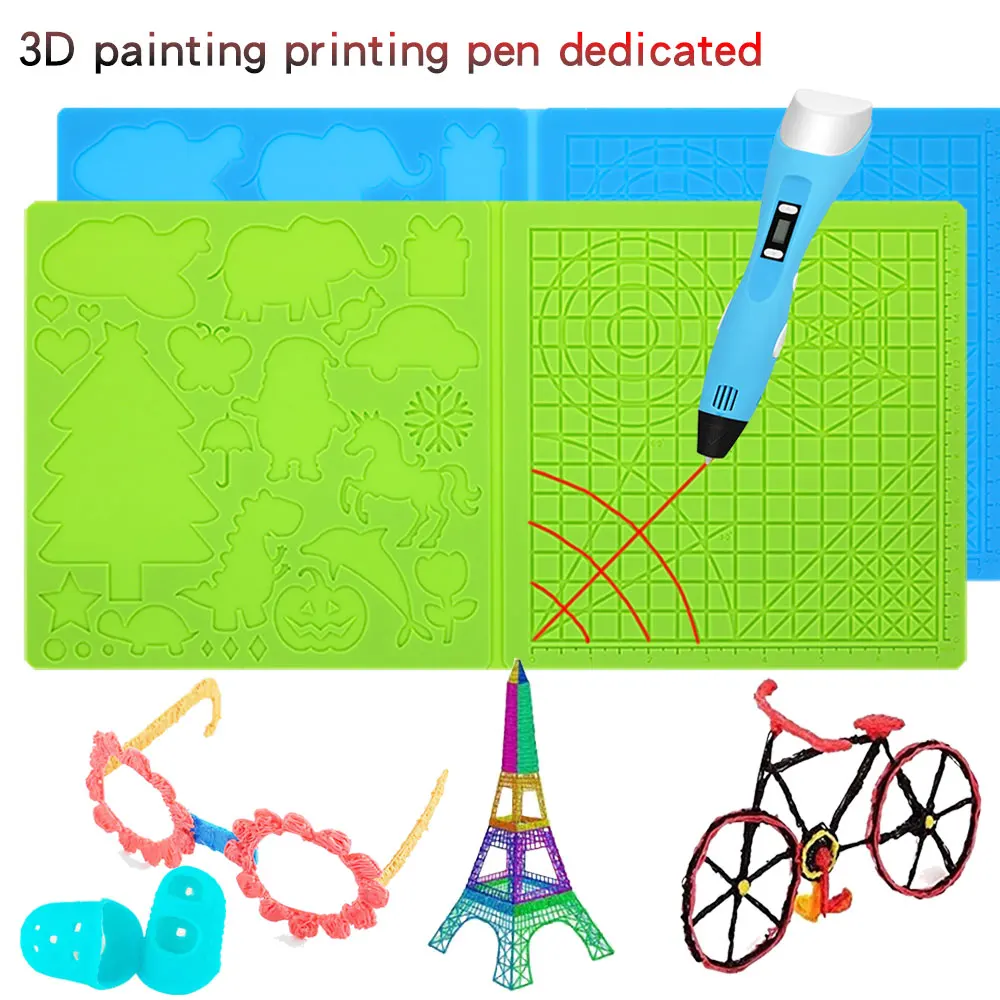 3D-Printing-Drawing-Pen-Silicone-Design-Pad-with-Basic-Stencil-Comes ...
