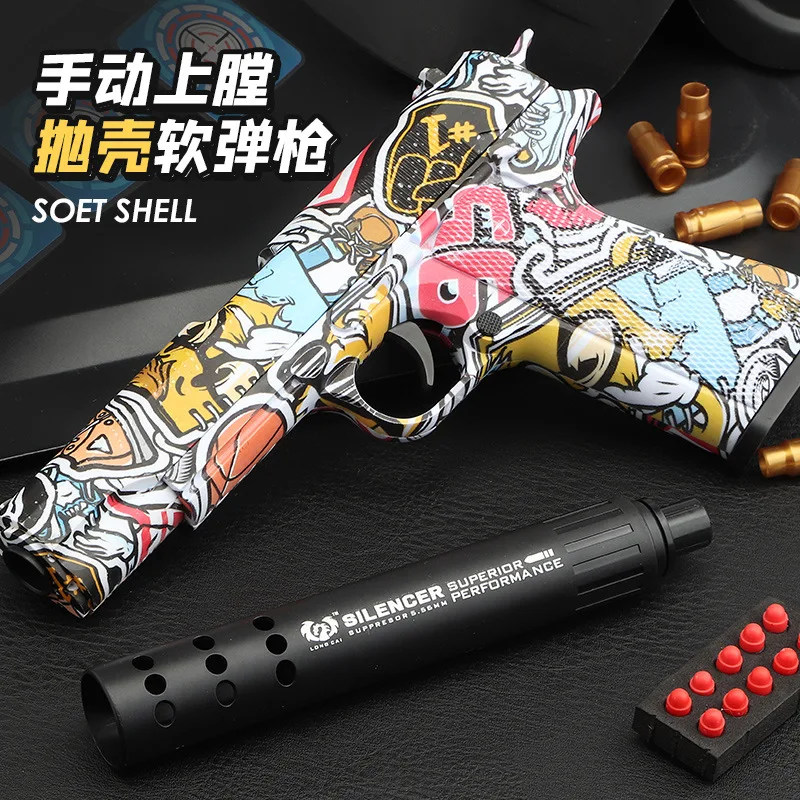 New M1911 Colt Graffiti Skin Glock Boy Pistol Cool Ghost Rider Toy Gun ...