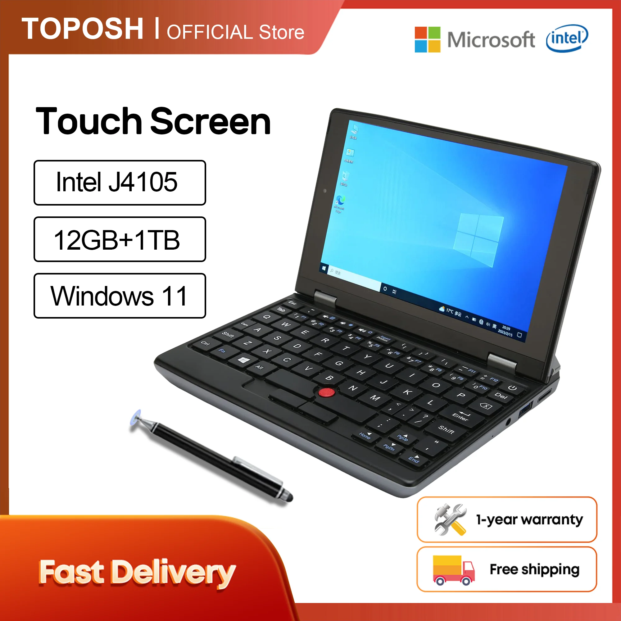 TOPOSH ordenador portátil pequeño con pantalla táctil, Mini Netbook ...