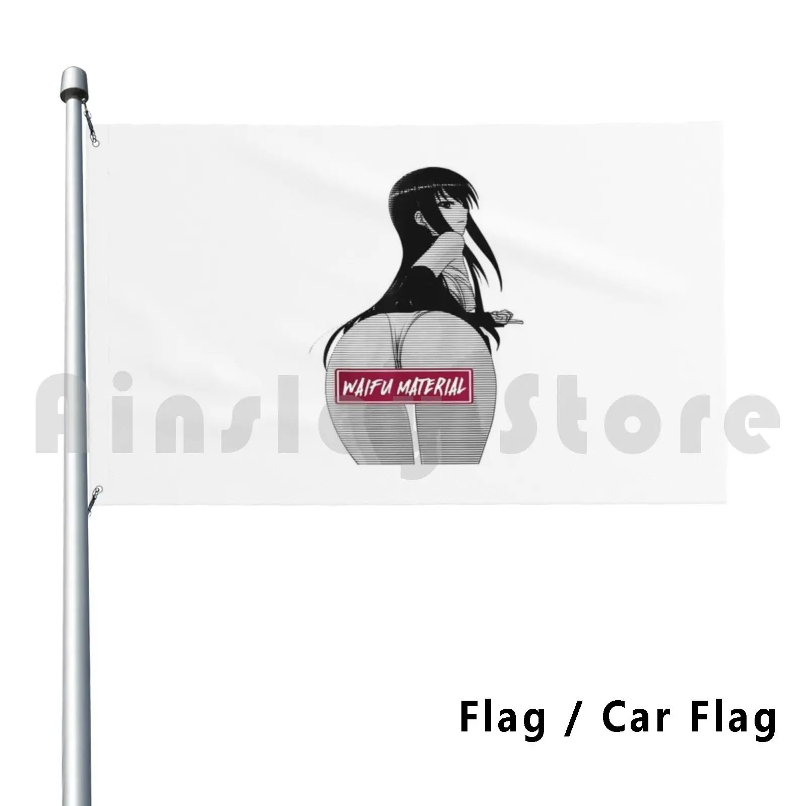 Waifu Material Anime Hentai Manga Comics Tee Ahega Flag Car Flag ...