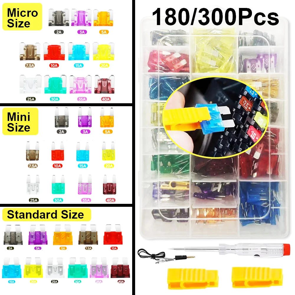 300/180/50Pcs Car Blade Fuse Assortment Kit Auto Truck Automotive ...