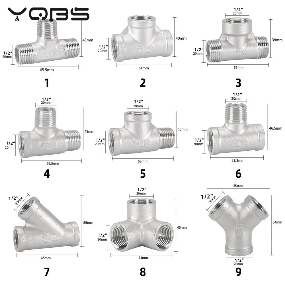 Conector de tubo roscado macho e fêmea, aço inoxidável 304, 3-Way Tipo ...