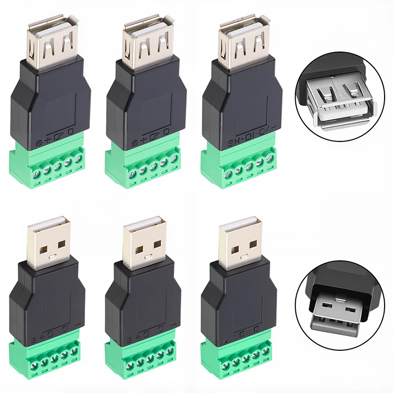 USB 2.0 Type A Male/Female To 5Pin Screw Connector USB Jack with Shield ...