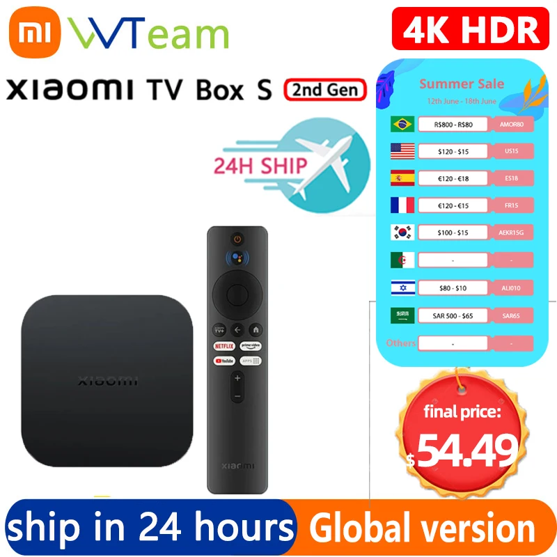 Global Version Xiaomi Mi Tv Box S 4k Ultra Hd Bt5.2 2gb 8gb Dolby ...