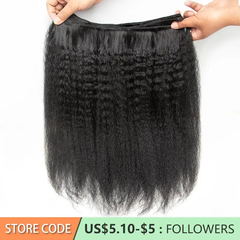 Kingky-Straight-Hair-Bundles-Remy-Human-Hair-Extensions-Double-Weft-Bouncy-Fluffy-Natural-Black ...