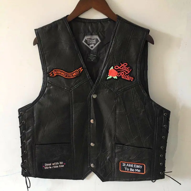 European-And-American-Motorcycle-Riding-Leather-Vest-With-Rose ...