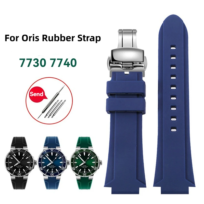 For ORIS 7730 7740 Diving Sport Silicone Watch Strap Modified 22x11mm ...