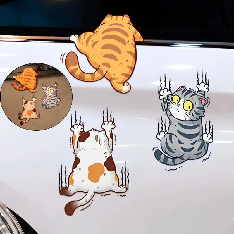 Three-Cats-Funny-Car-Sticker-Cat-Climbing-Pet-Animal-Styling-Stickers ...