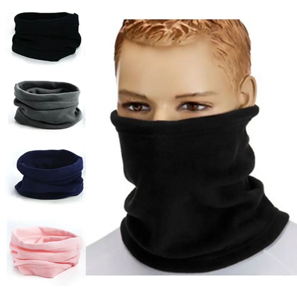 Fashion Solid Color Ski Snood Scarf Thermal Women Men Beanie Hat Hood ...